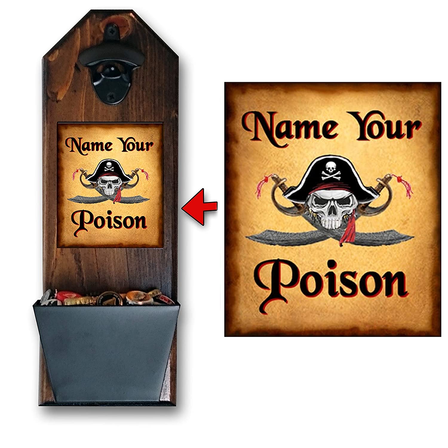 "Name Your Poison - Pirate " - Craft Beer Jolly Roger Bottle Opener and ...