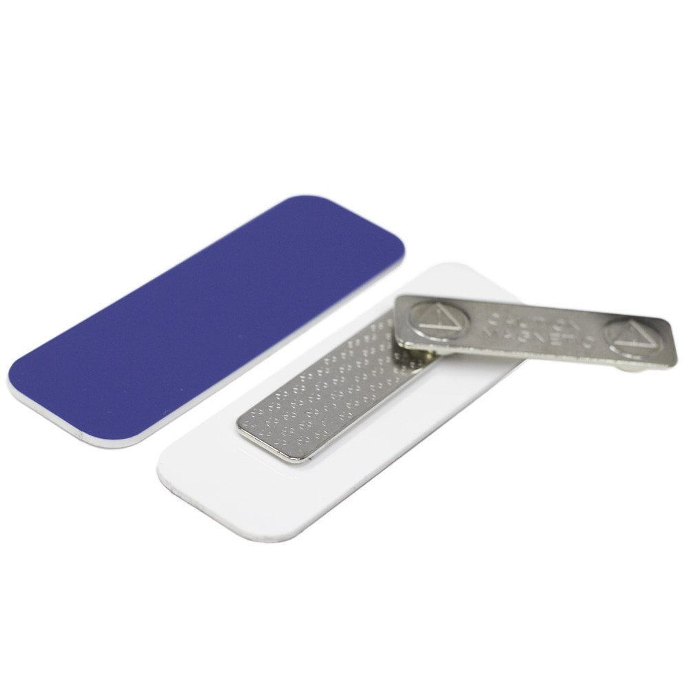 Name Tag / Badge Blanks - 50 Pack - 1" X 3" (Blue) Round Corners, White ...