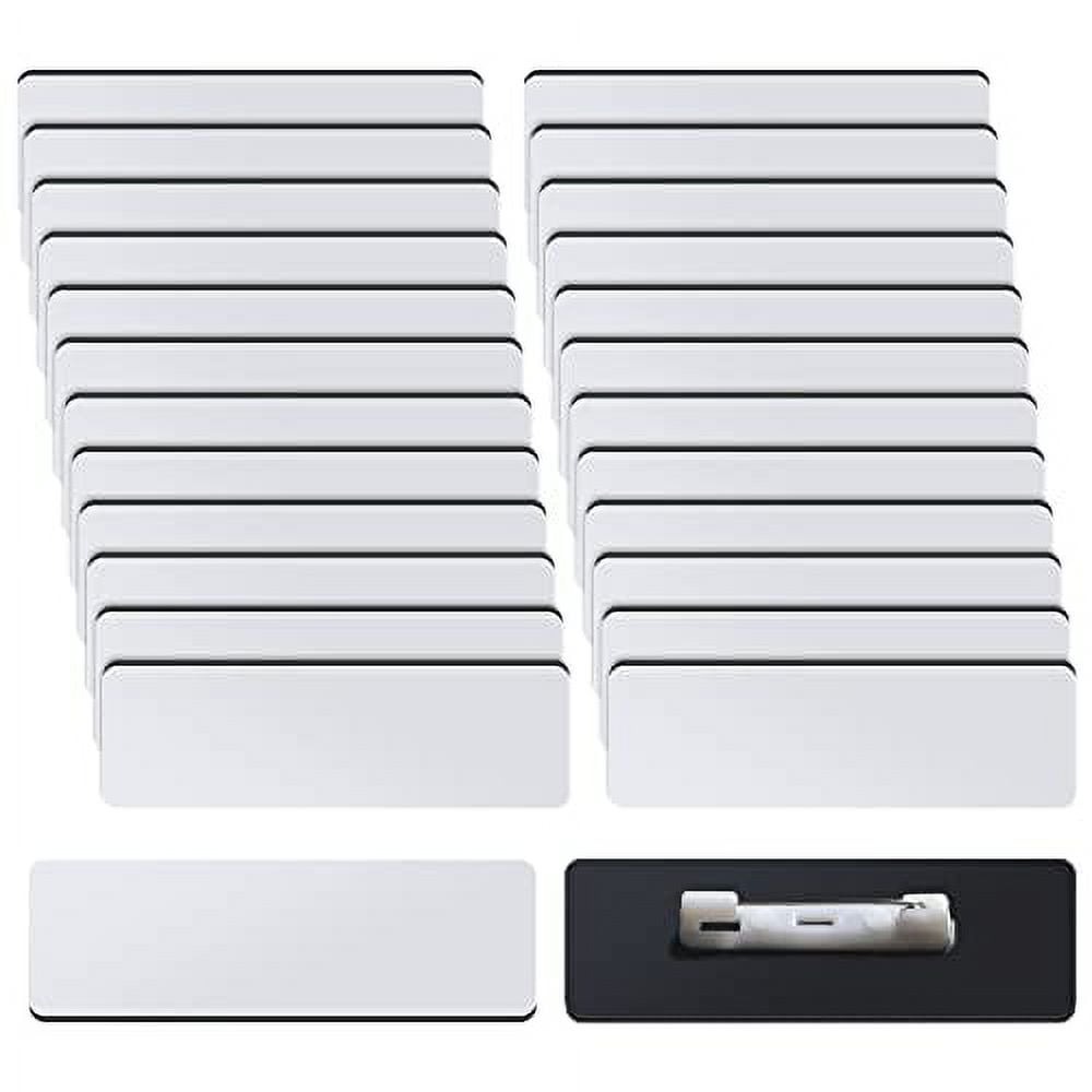 Name Tag Blank Name Badges 1 x 3 Inch DIY Blank ID Name Badge with Pin ...