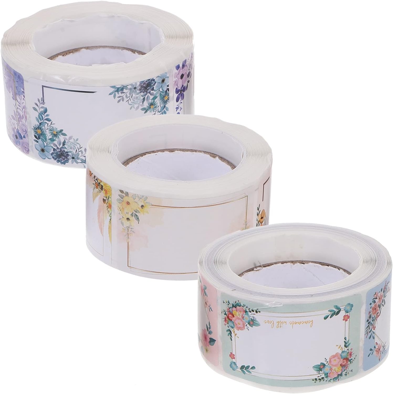 Name Tag Label Sticker: 3 Rolls Flower Self- Adhesive Personalized ...