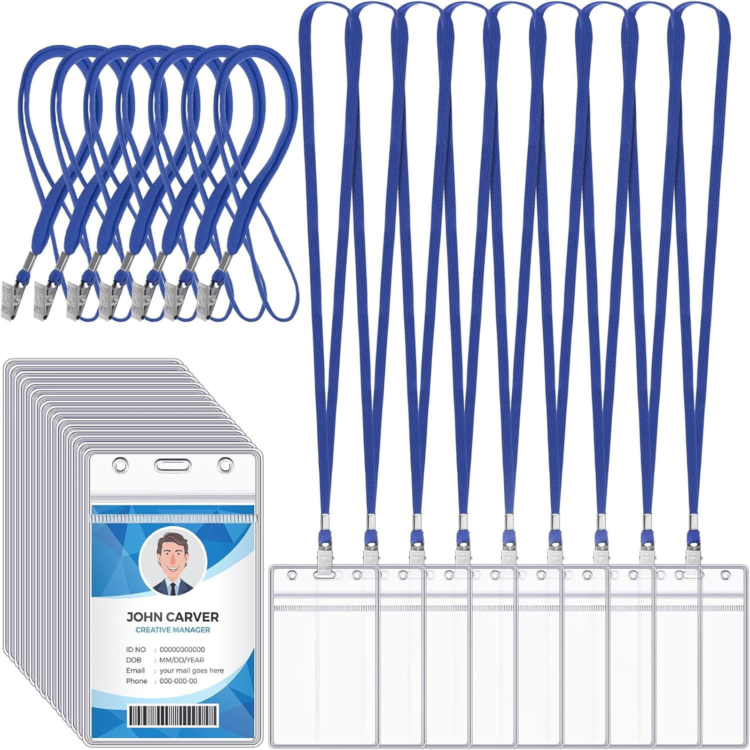 Name Tag Lanyards, Resealable Flat Neck Name Tags for ID Badges with ...