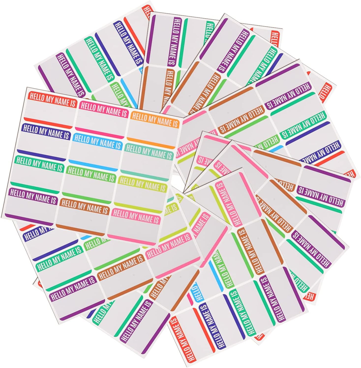 Name Tag Stickers 10 Sheets Name Sticker Labels Colorful Child Water ...