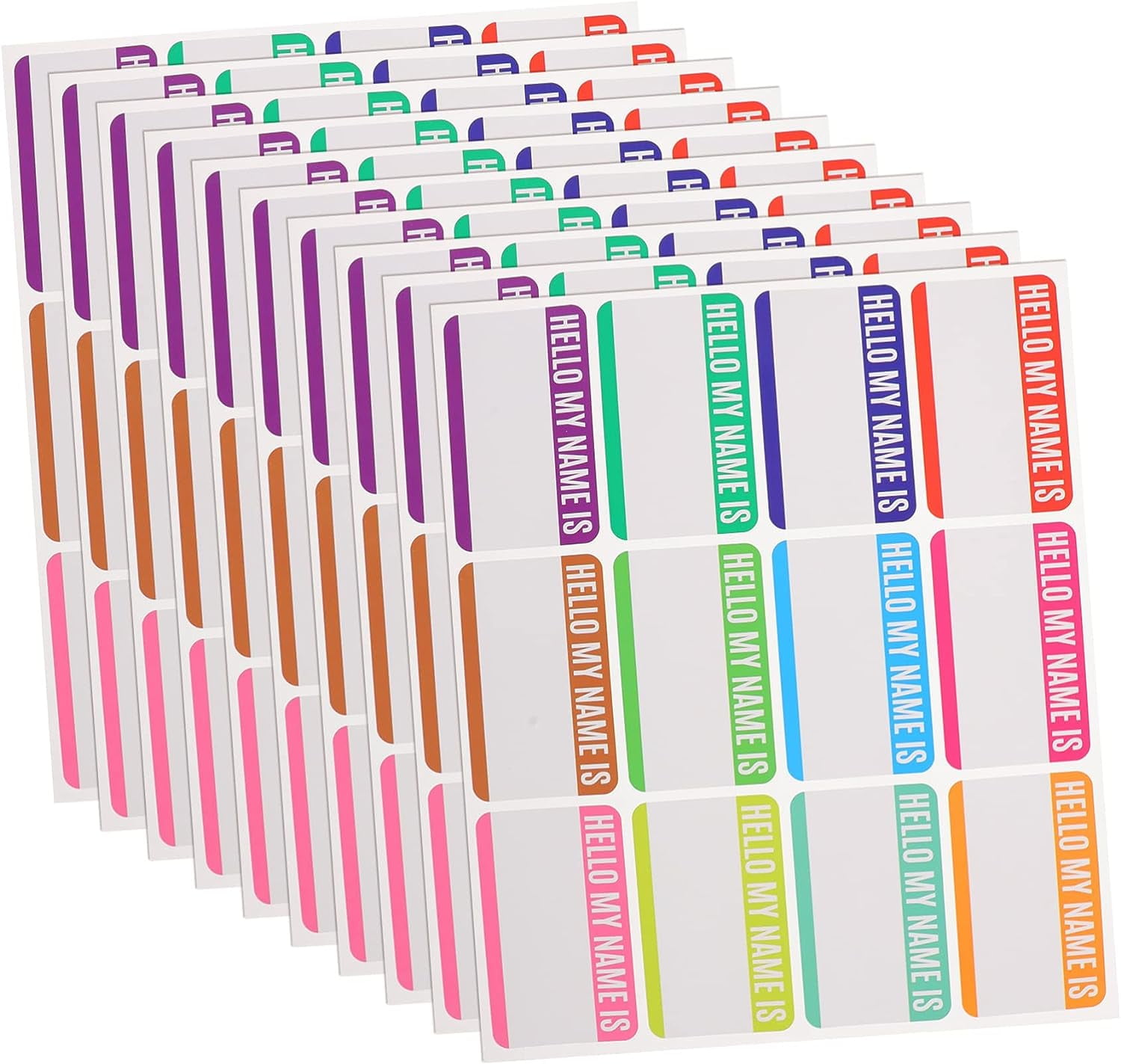 Name Tag Stickers 10 Sheets Name Sticker Tags Portfolio Colorful PVC ...