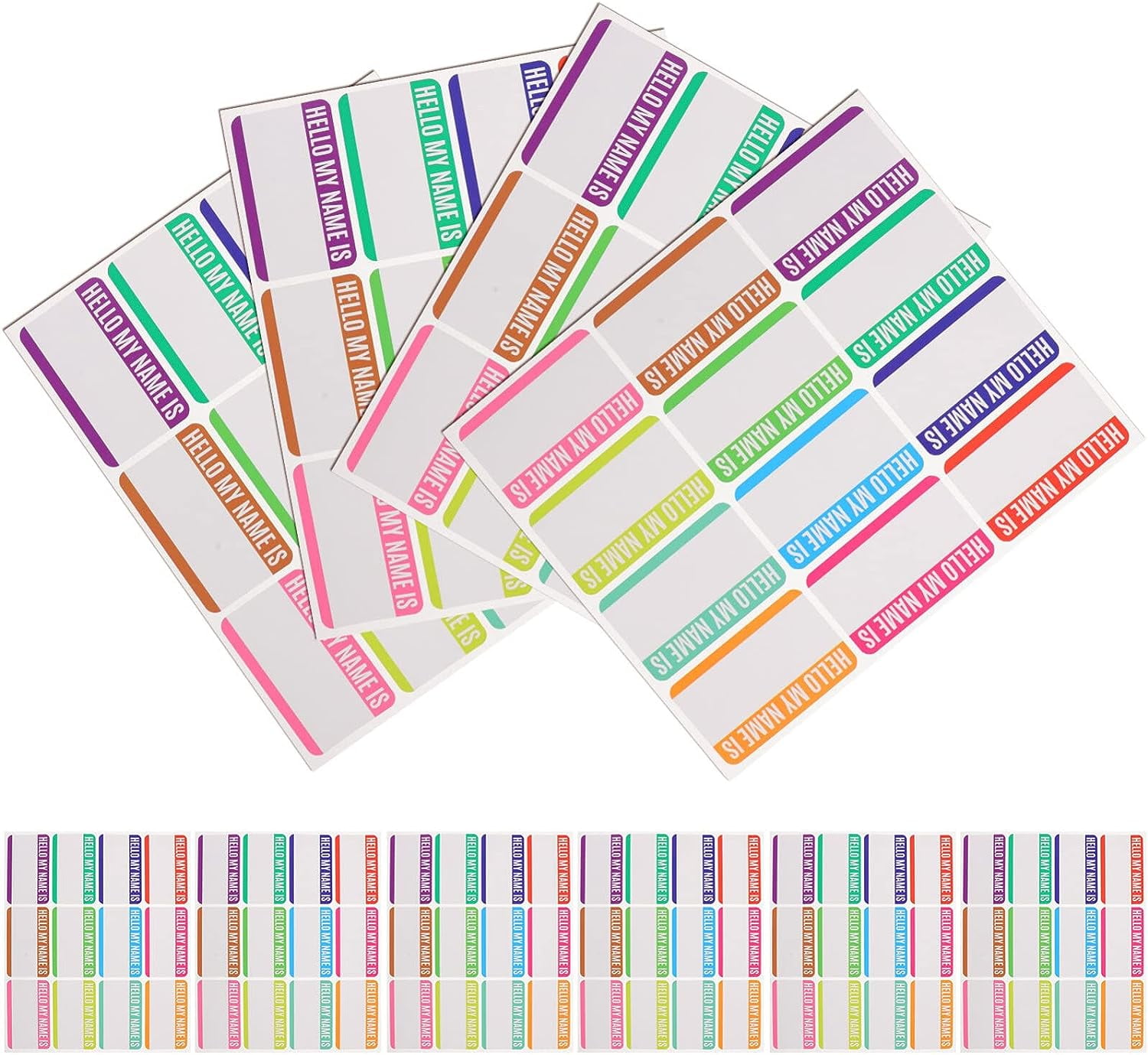 Name Tag Stickers 10 Sheets Name Tags Rainbow Sticker Hello My Name is ...