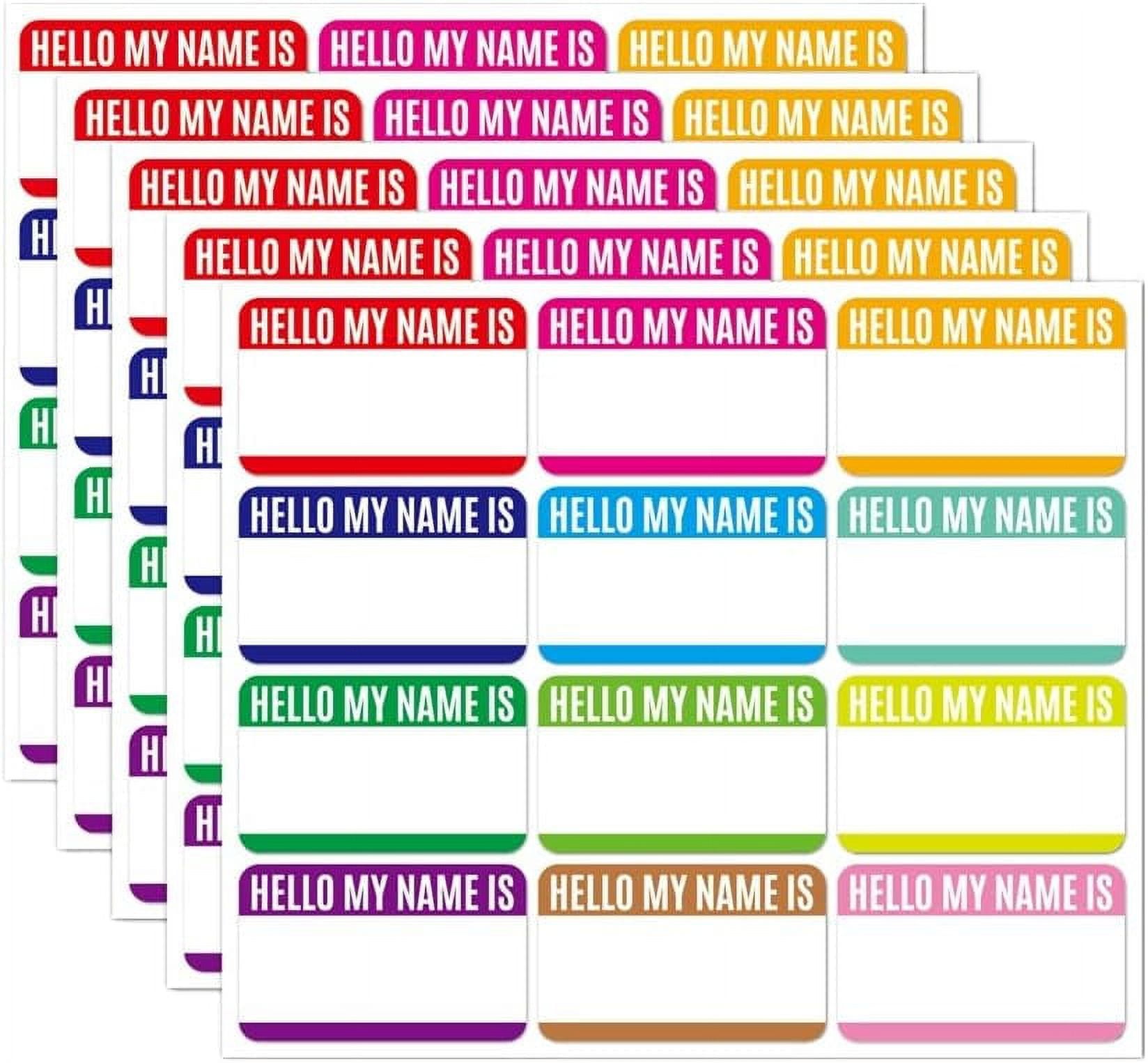 Name Tag Stickers, 60pcs Name Tags Labels, Colorful Sticky Name Tags ...