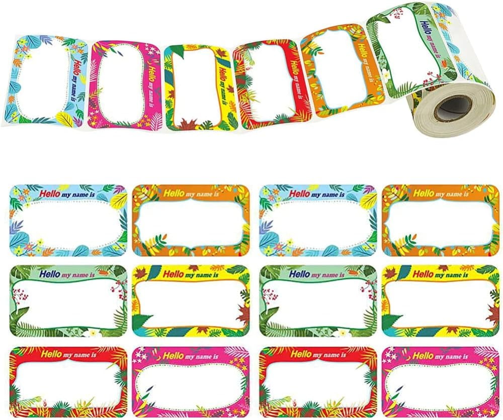 Name Tags 300Pcs Luau Aloha Name Tags Self-Adhesive Label Stickers Gift ...