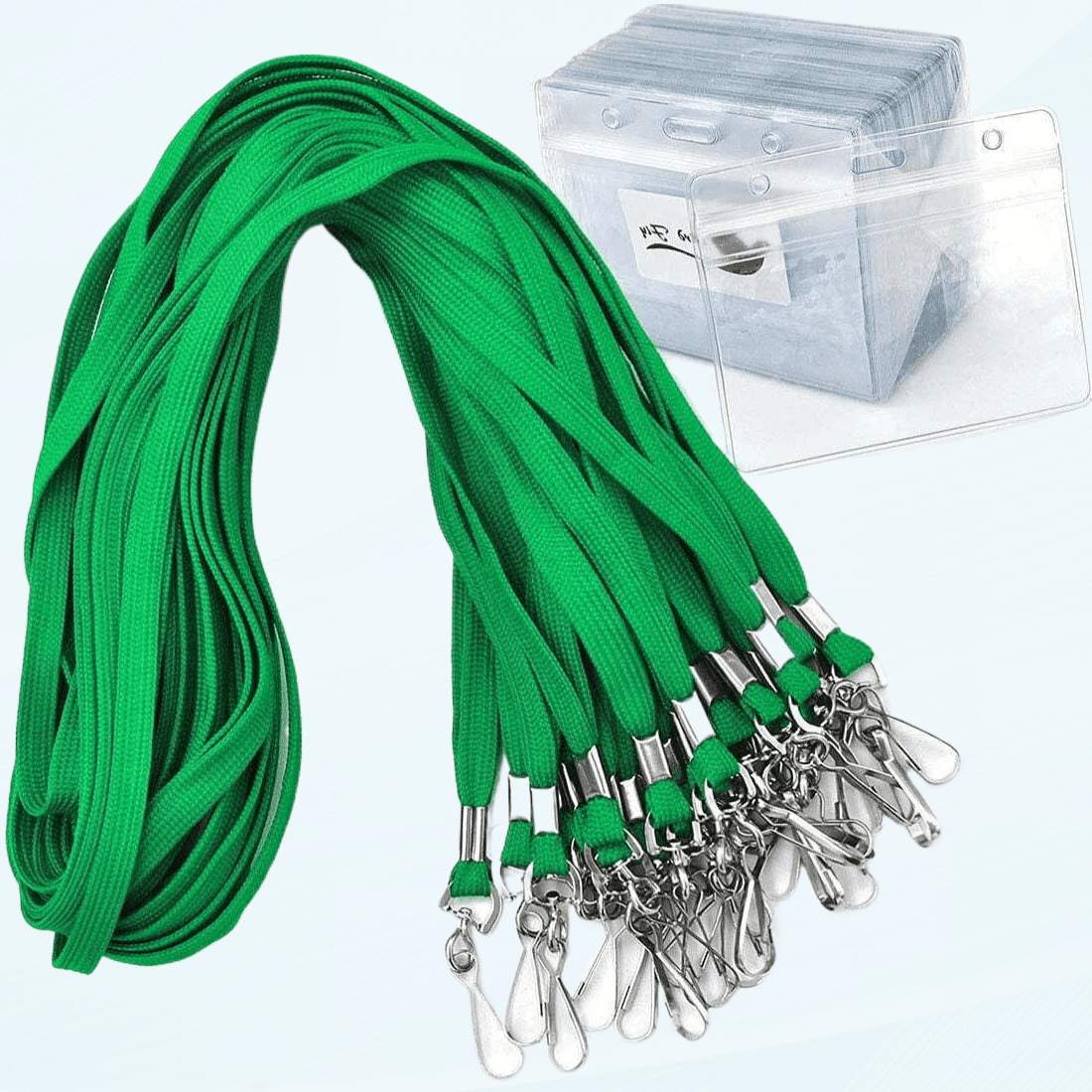 Name Tags Green Lanyards/Badge Holder Pairs Woven Round Lanyard ...
