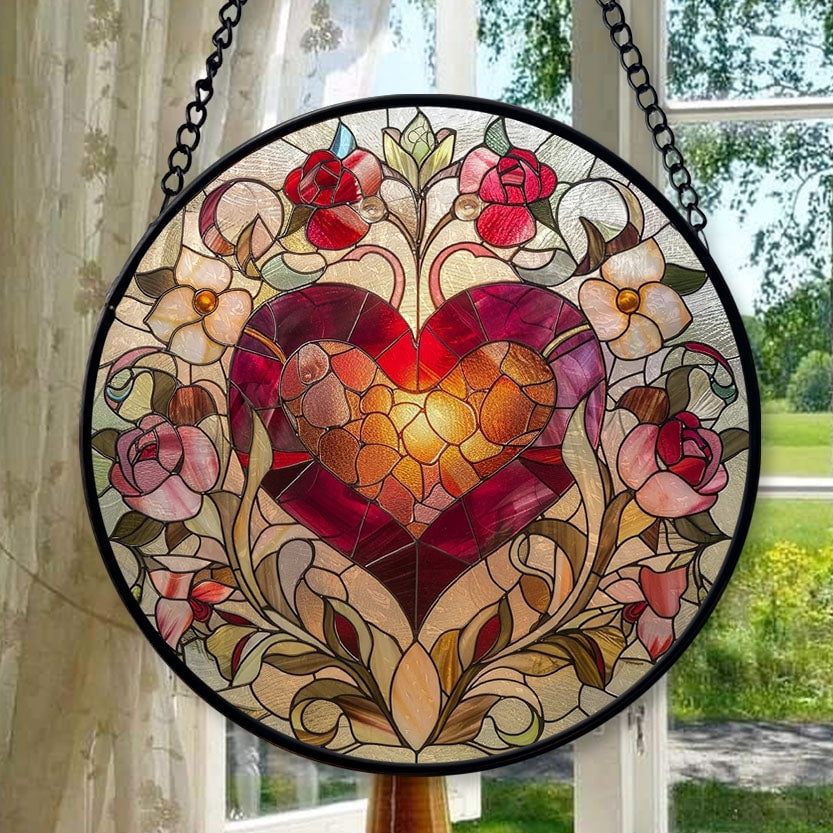 Name Valentine Heart Stained Glass Window Hanging by Clare Donovan ...