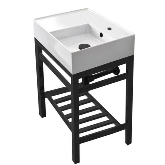 Nameeks Scarabeo 5123-CON2-BLK-One Hole Teorema 2 31-7/8" Rectangular ...