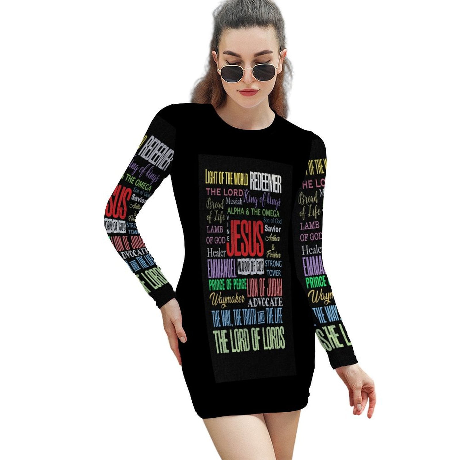 Names Of God Lord Jesus Christ - Bible Verse Women's Long Sleeve ...
