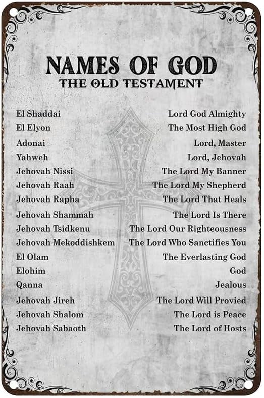 Names Of God Old Testament Metal Signs Decor Wall Decoration Tin Sign ...