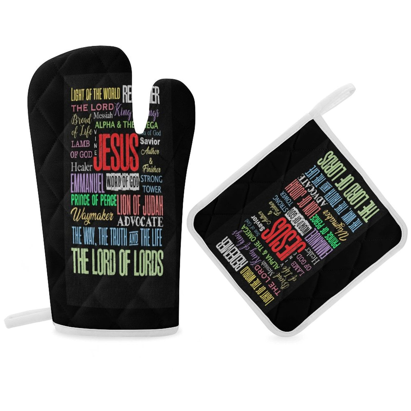Names of God Lord Jesus Christ - Bible Verse Oven Gloves And Pots Stand ...