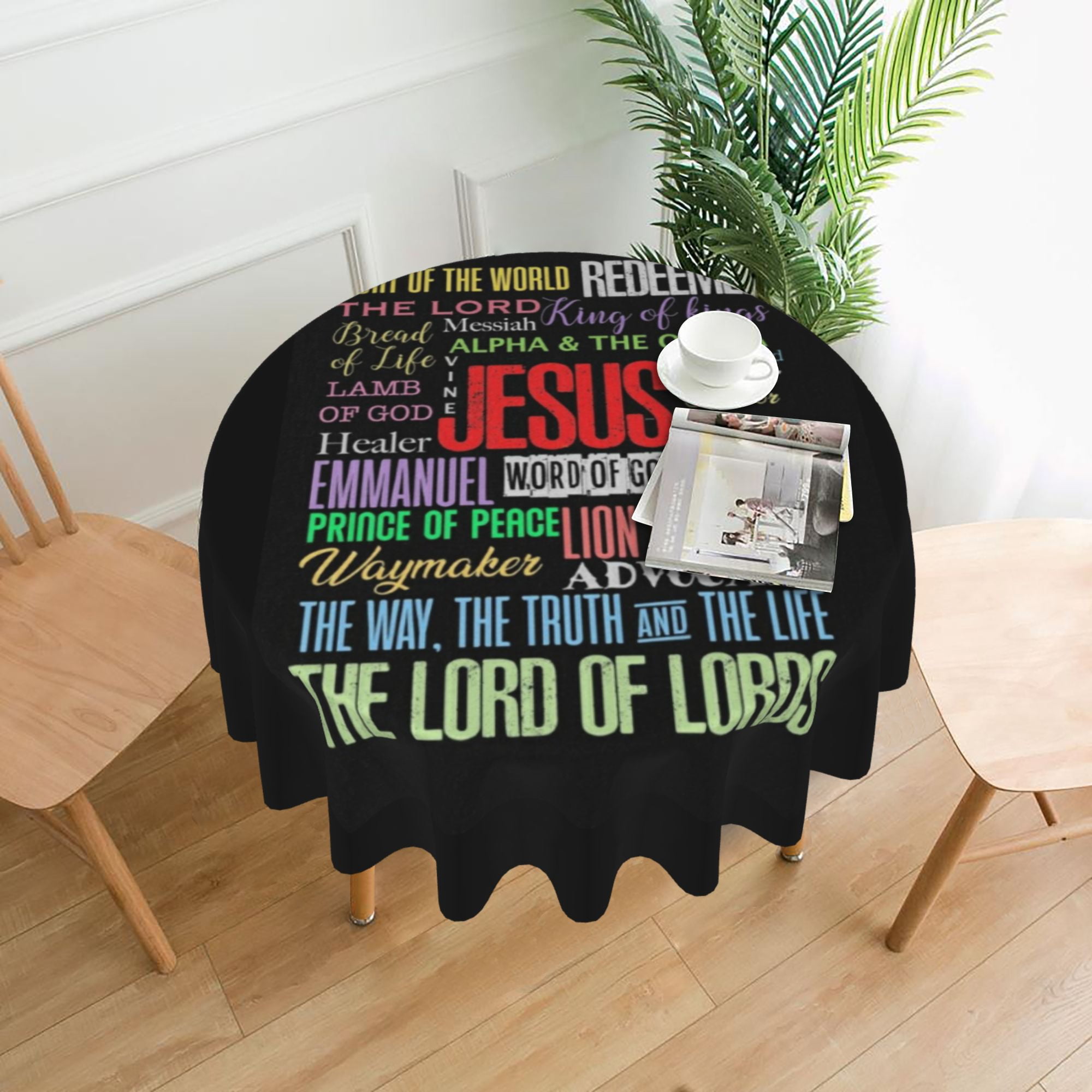 Names of God Lord Jesus Christ - Bible Verse Polyester Round ...