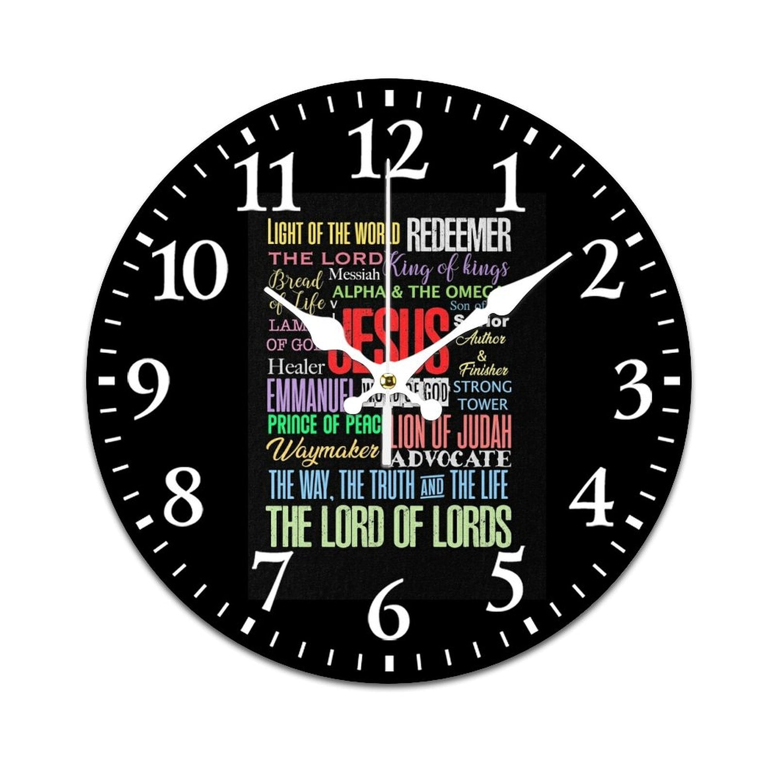 Names of God Lord Jesus Christ - Bible Verse Wall Clock Modern Design ...