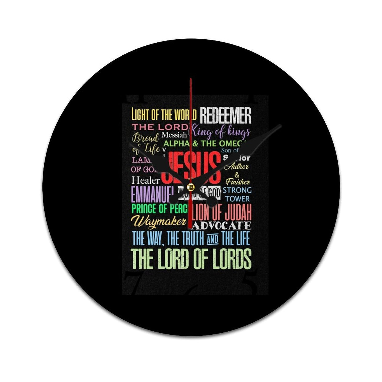 Names of God Lord Jesus Christ - Bible Verse Wall Clock Modern Design ...