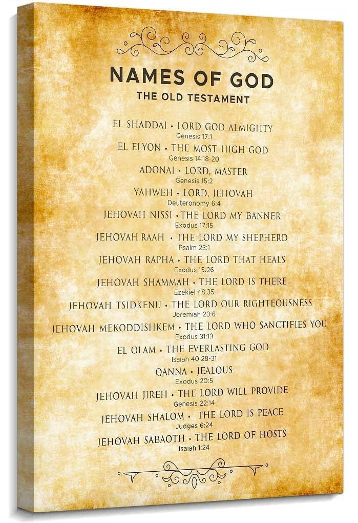 Names of God Wall Art Christian Scripture Poster Vintage Canvas ...