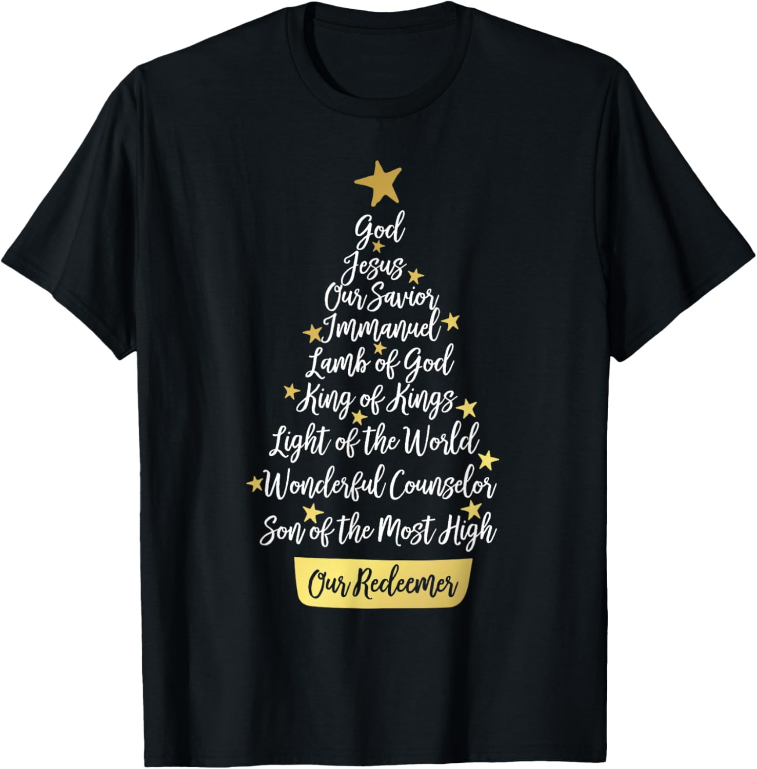 Names of Jesus Christian Faith Christmas Tree T-Shirt - Walmart.com