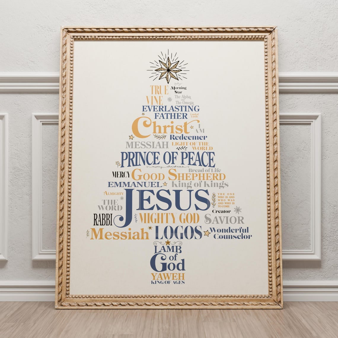 Names of Jesus Christmas Tree Art Print – Religious Decor, Unframed ...