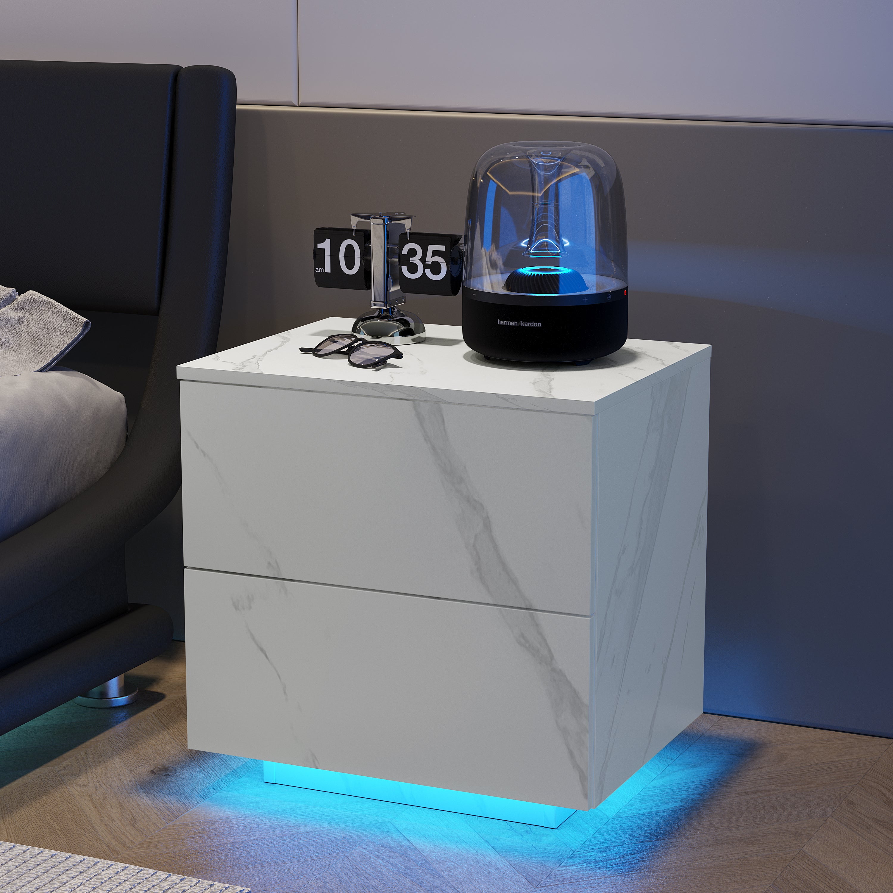 Nami Nightstand with LED Strip Lights - White - Walmart.com
