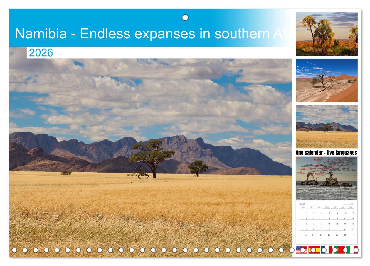 Namibia - Endless expanses in southern Africa (Monthly Wall Calendar ...