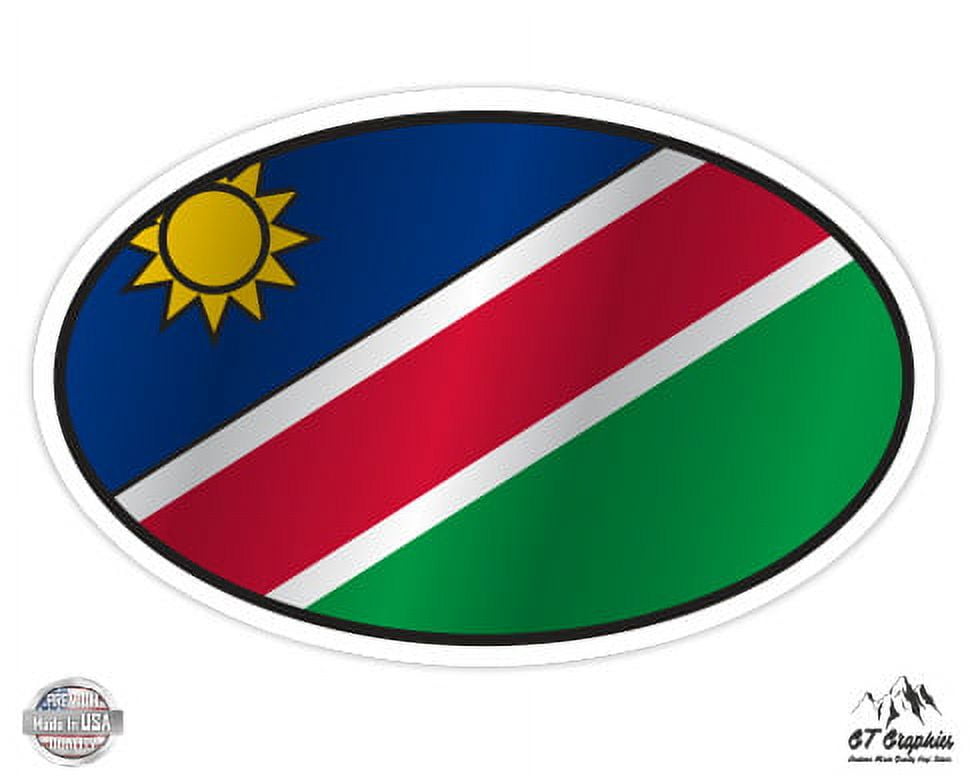 Namibia Flag Oval - 12" Vinyl Sticker Waterproof Decal - Walmart.com