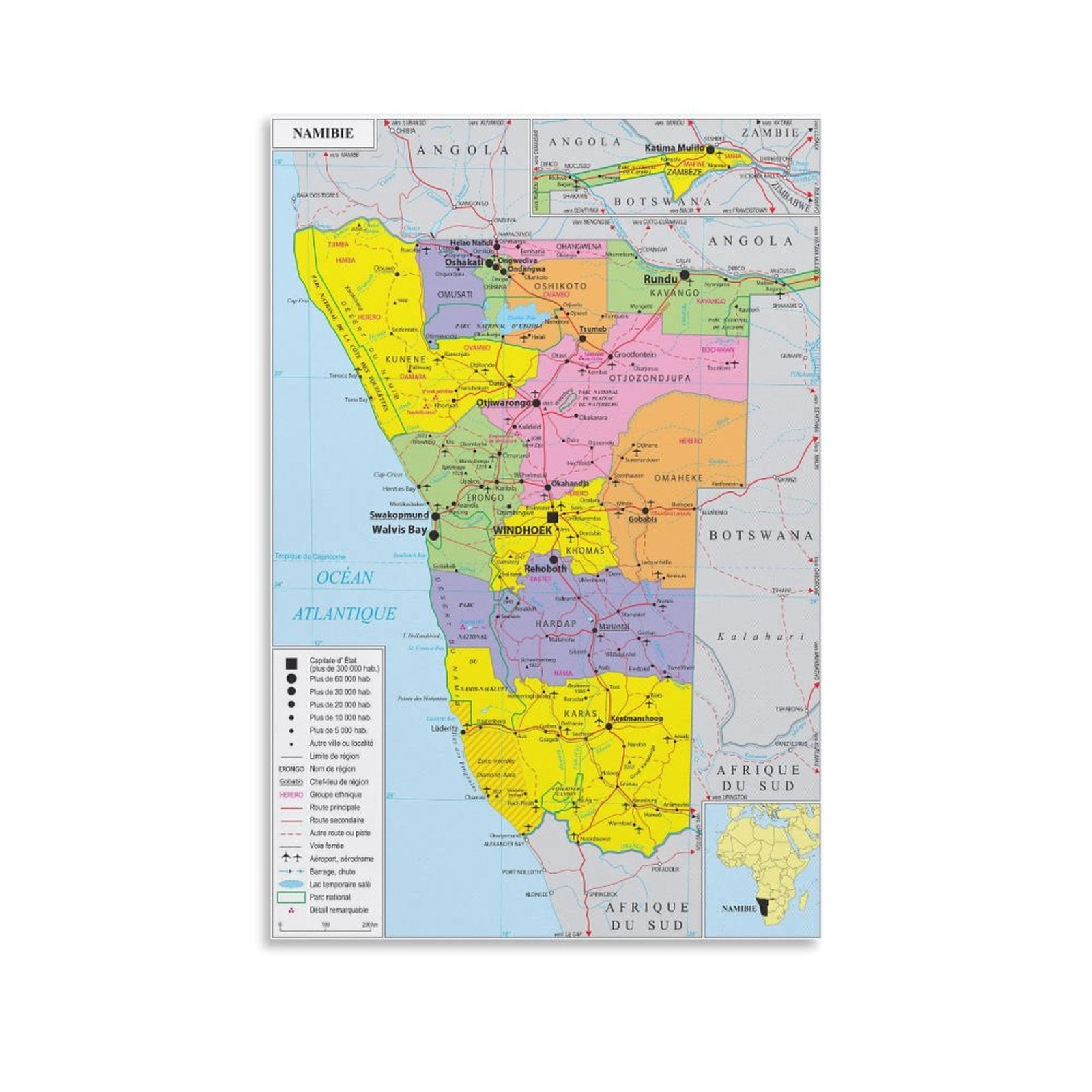 Namibia Map Posters Gifts Canvas Painting Poster Wall Art Decorative ...