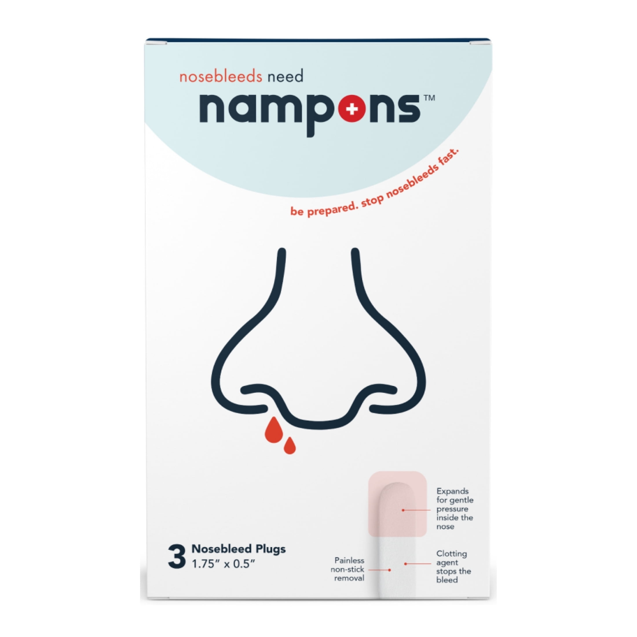 Nampons Nosebleed Stoppers, Nasal Plugs with Clotting Agent, First Aid ...