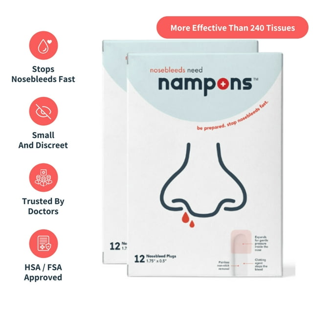 Nampons™ for Nosebleeds - 24 Nasal Strips with Hypoallergenic Clotting ...