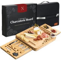 Royal Craft Wood Large Bamboo Cheese Board Gift Set, Charcuterie Board ...