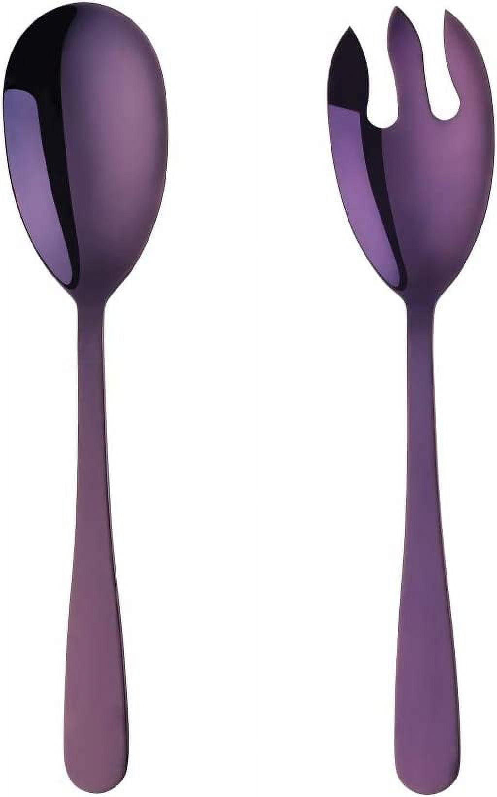 Namzi 12 Inches Stainless Steel Salad Server Sets with Salad Spoon and ...