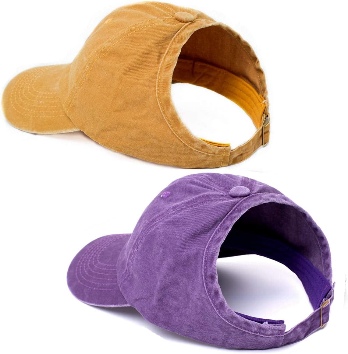 Namzi 2 Pack Backless Puff Ponytail Hat for Women Curl Cap Natural ...