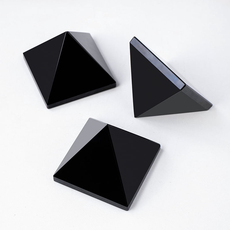 Namzi 2 natural obsidian pyramid ornaments, 6 * 6cm crystal stone four ...