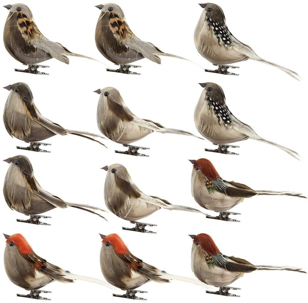Namzi 2019 New-Artificial Birds,12PC/Set Realistic Feather Birds ...