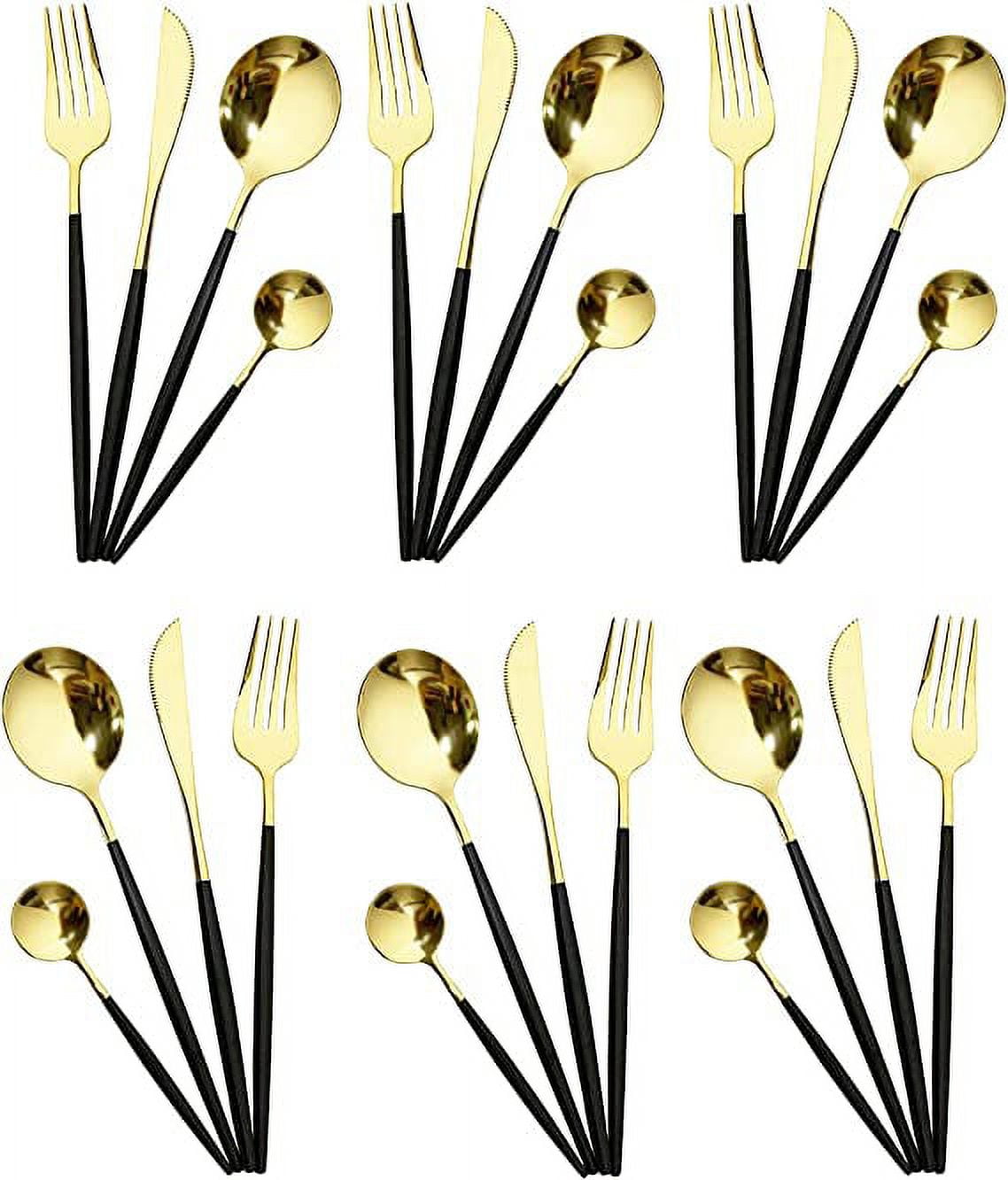 Namzi 24-Piece Silverware Set - Stainless Steel Reusable Utensils Forks ...
