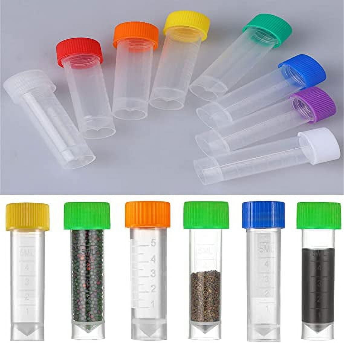 Namzi 25pcs 5ml Lab Plastic Frost Test Tubes Vial Seal Cap, Graduated ...