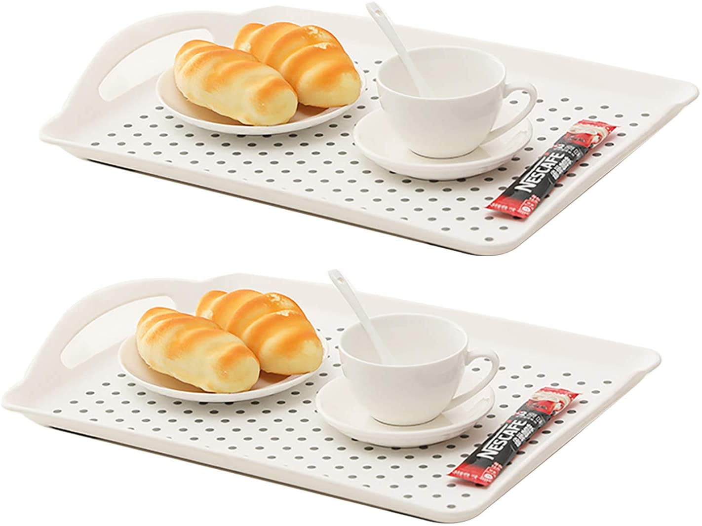 Namzi 2Pcs Rectangle Anti-Slip Food Serving Tray with Handles, Non Skid ...