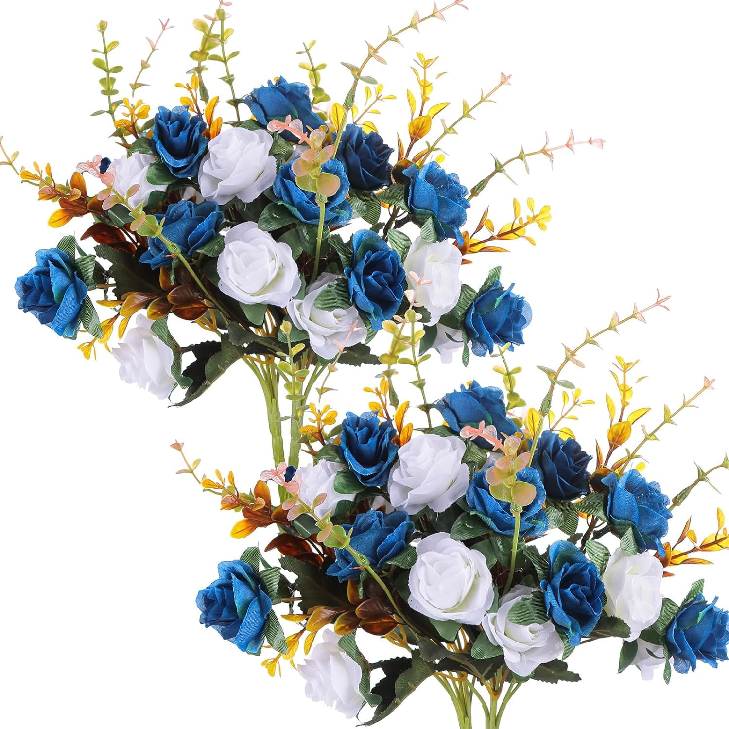 Namzi 4 Bunches of Artificial Roses.。48 Small Roses，Plastic Silk Flower ...