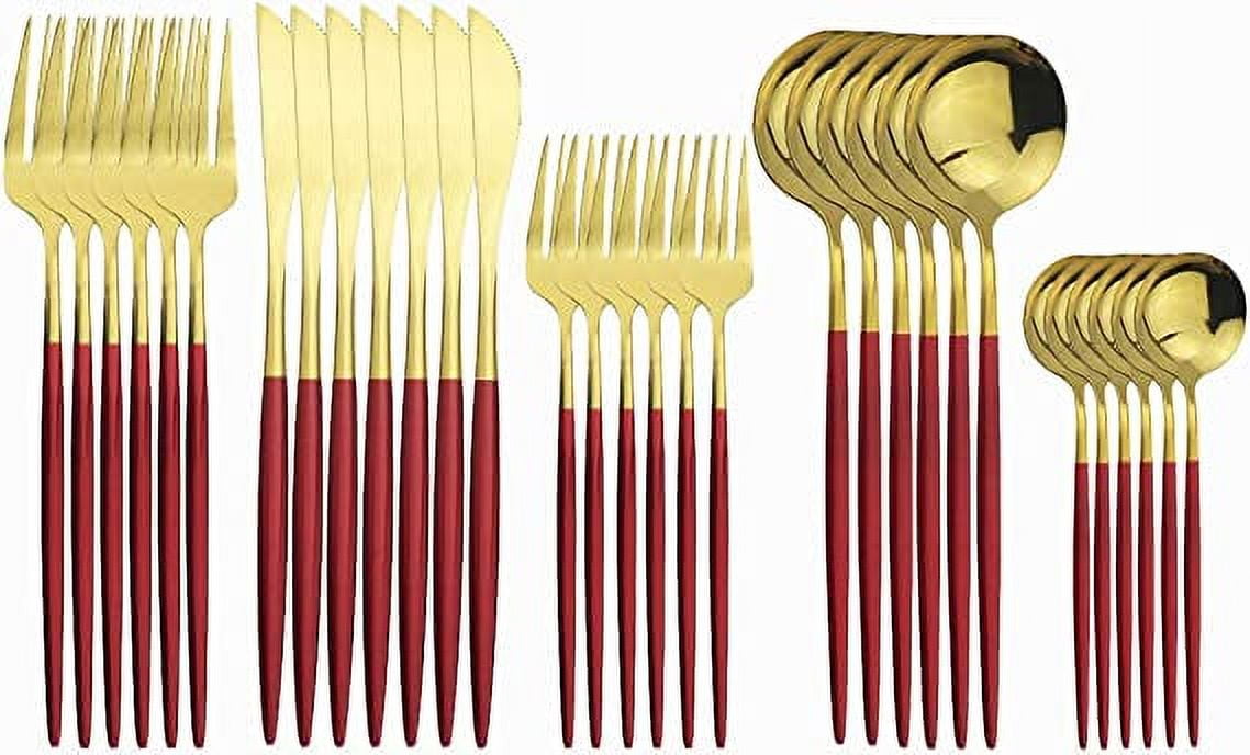 Namzi 40-Piece Silverware Set Stainless Steel Reusable Utensils Forks ...