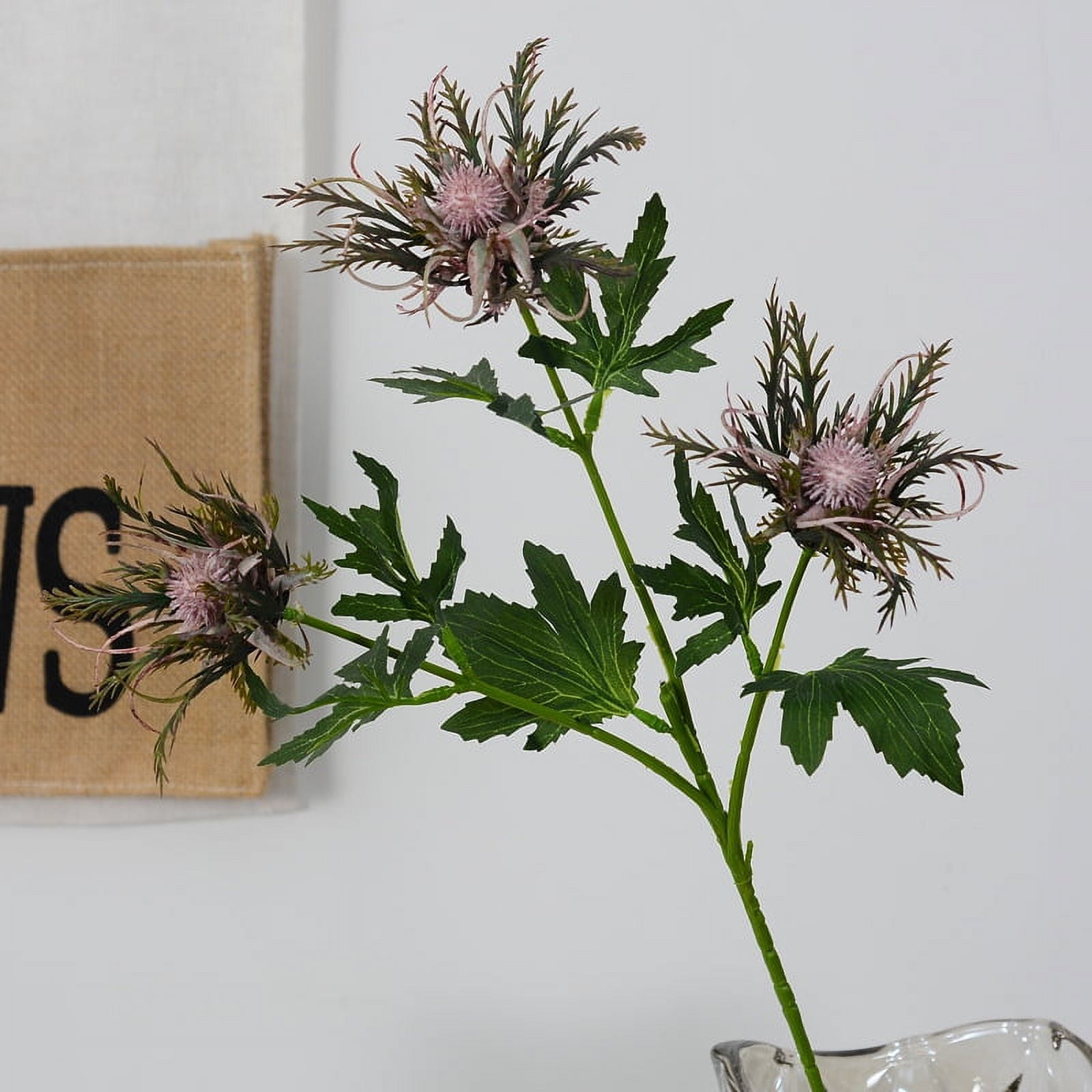 Namzi 5 Branch Purple Artificial Thistle Flowers Bouquet, Silk Fake ...