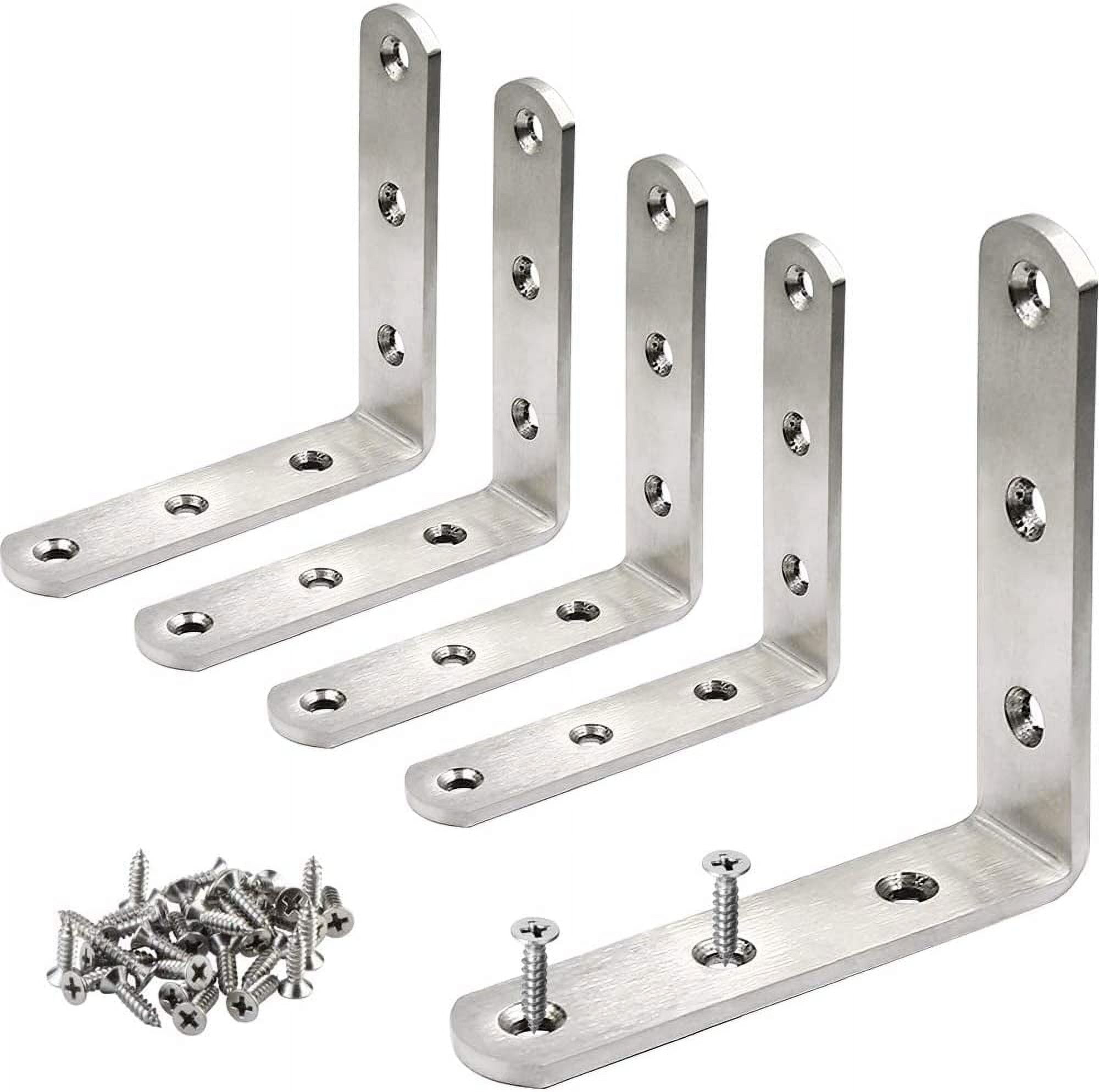 Namzi 5 Pcs Stainless Steel Corner Brace L Bracket 3 x 3 inch Heavy Duty Corner Bracket 90 ...