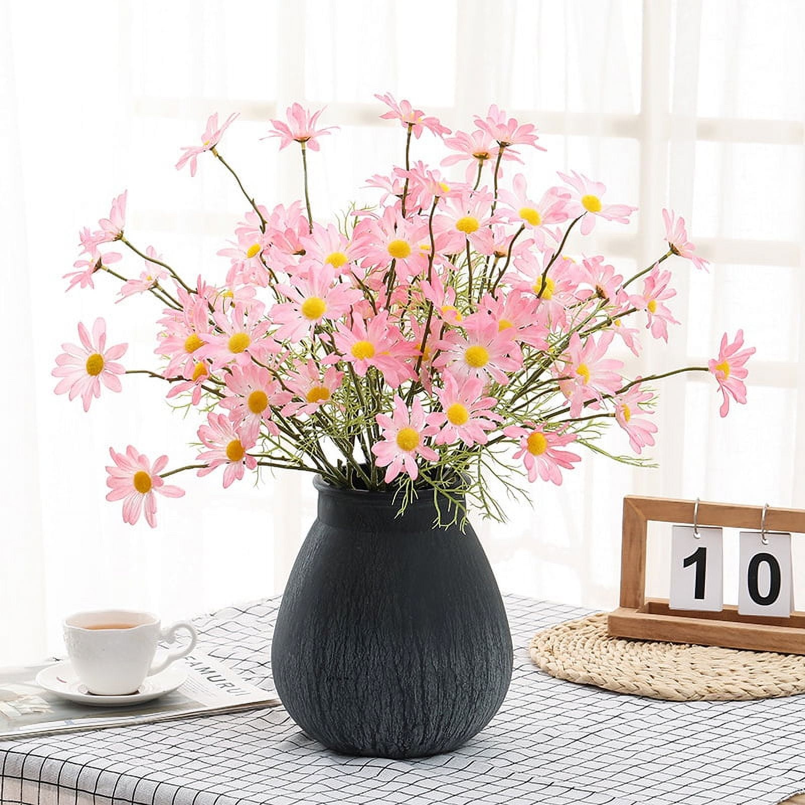 Namzi Artificial Flowers 12 Bundles Artificial Silk Daisy Fake Flowers ...