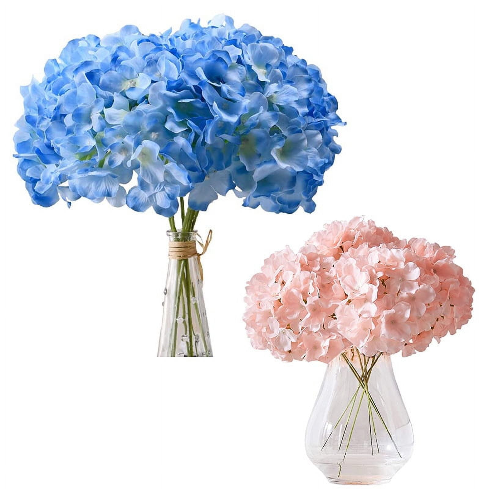 Namzi Artificial Hydrangea Flowers Blue Heads 10 Fake Hydrangea Silk ...