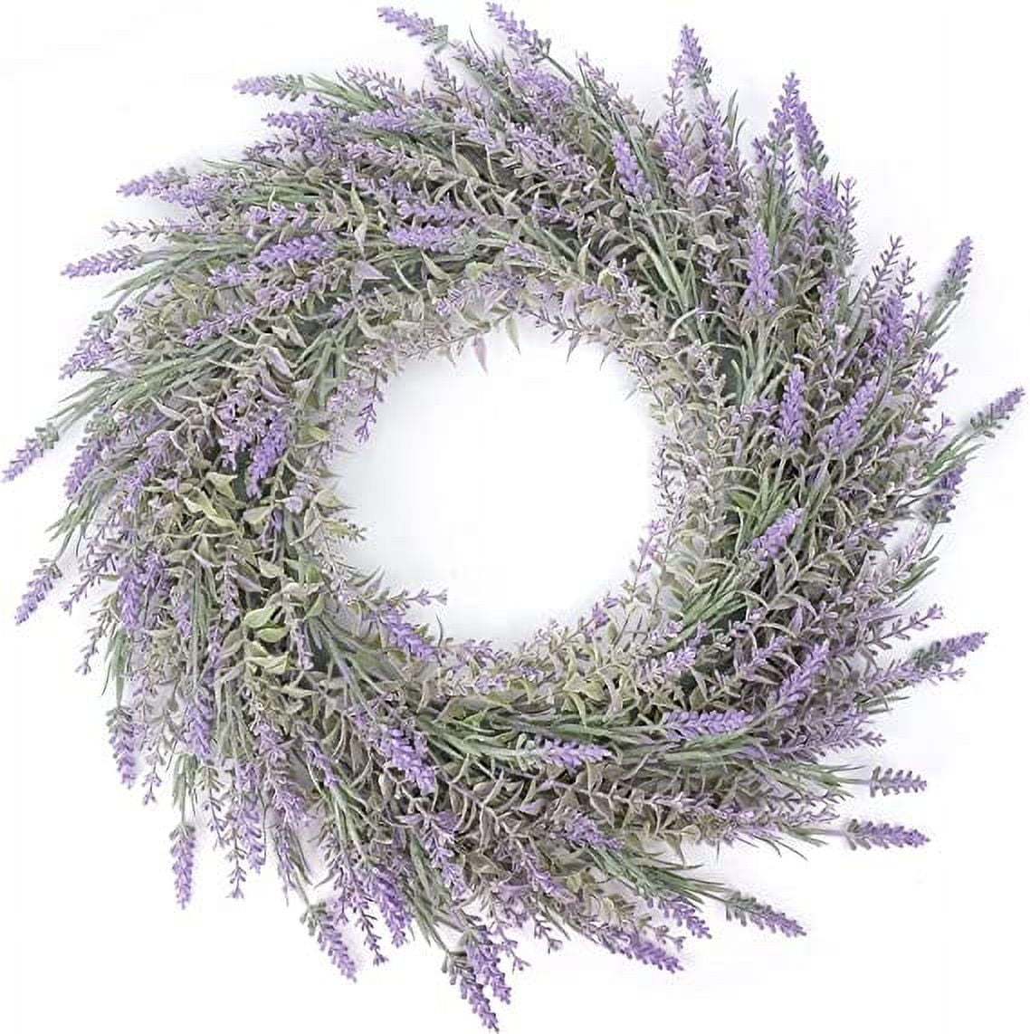 Namzi Artificial Lavender Wreath 18” Door Wreaths for Front Door ...
