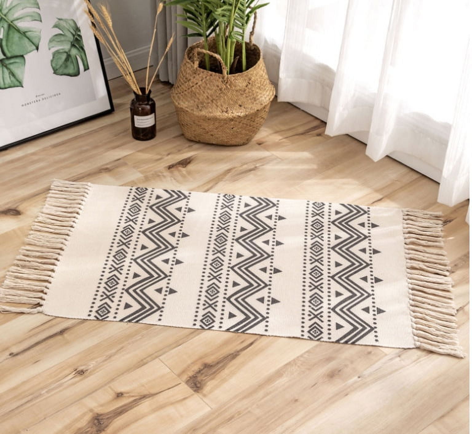 Namzi Boho Bath Rug Bohemian Area Kitchen Runner Rug with Tassels ...