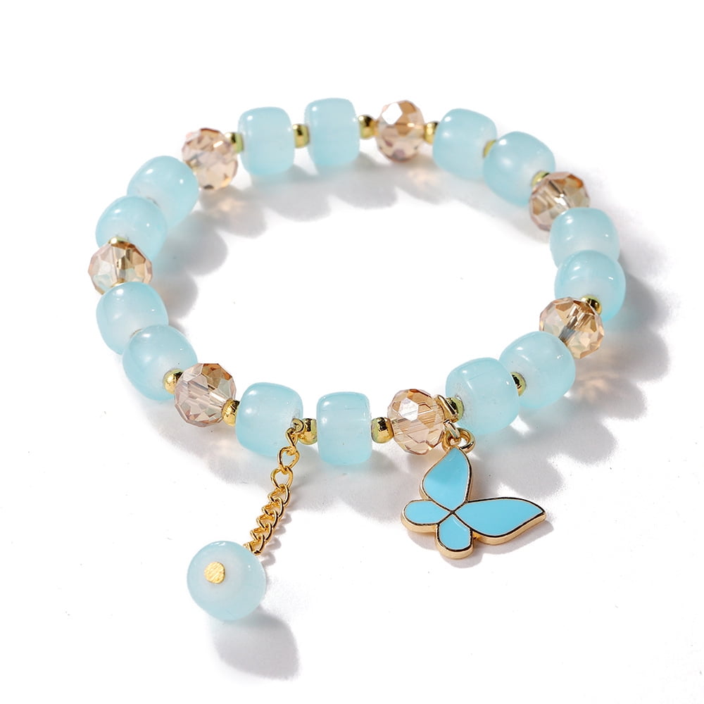 Namzi Butterfly Bracelet Imitation Jade Popcorn Butterfly Crystal Glass ...