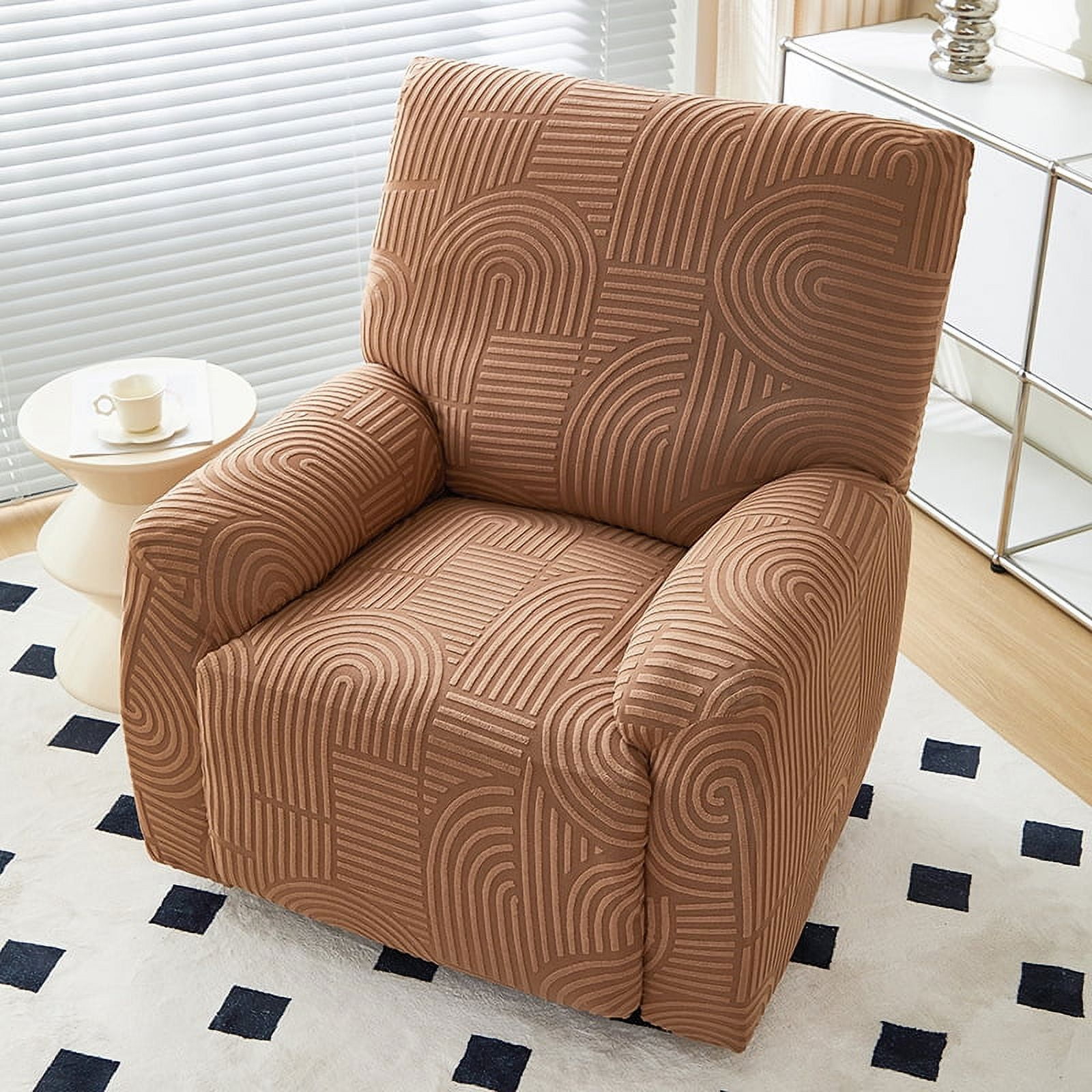 Namzi Couch Cover Jacquard Stretch Sofa Covers 2 seat Brown Reclining ...