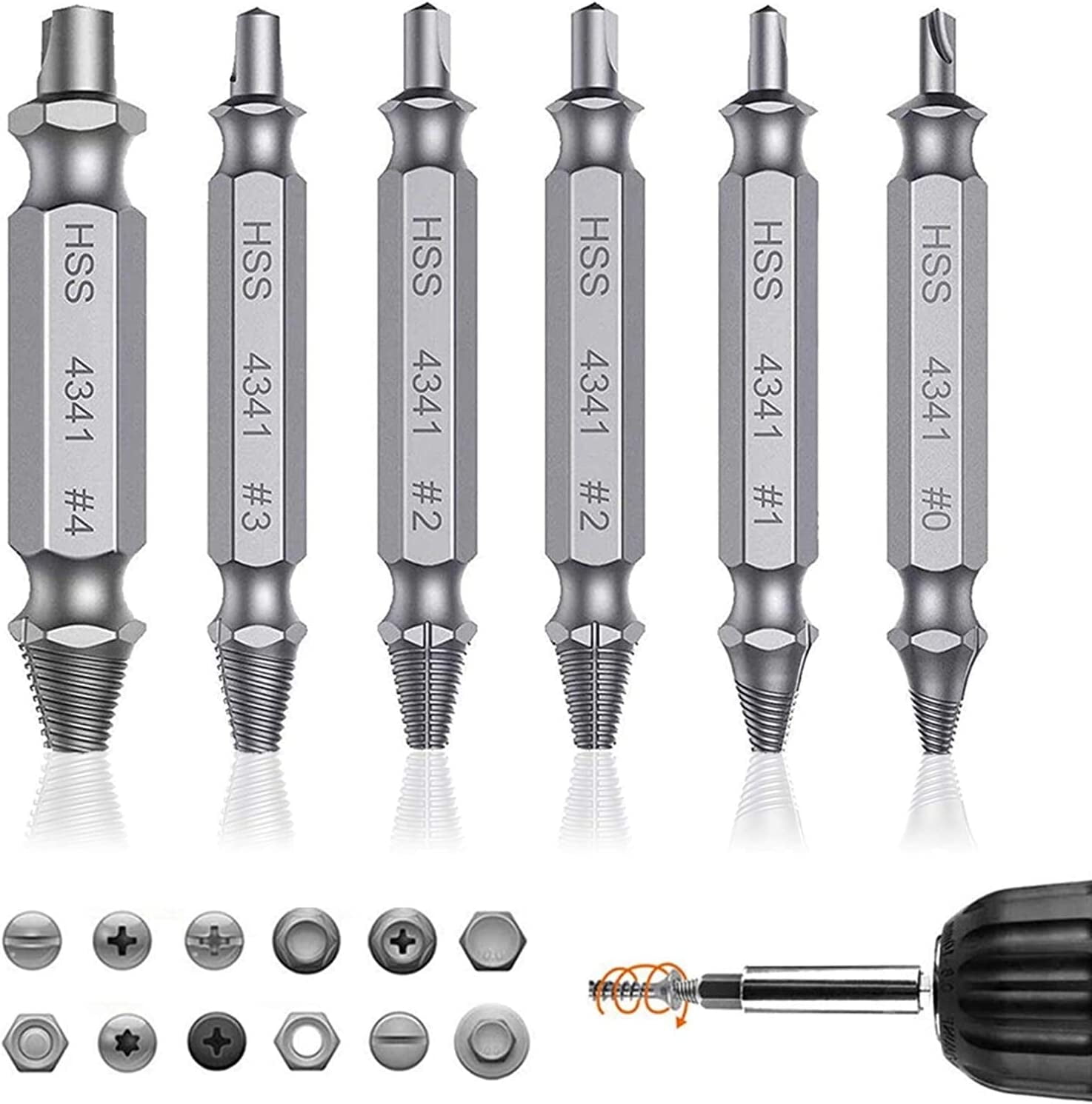 Namzi Damaged Screw Extractor Set (6 PCS), Powerful Stripped Screw ...