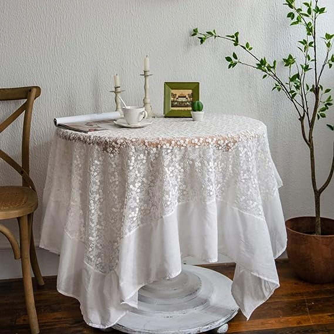 Namzi Lace Rectangle Tablecloth Vintage Floral Embroidered Lace Table ...