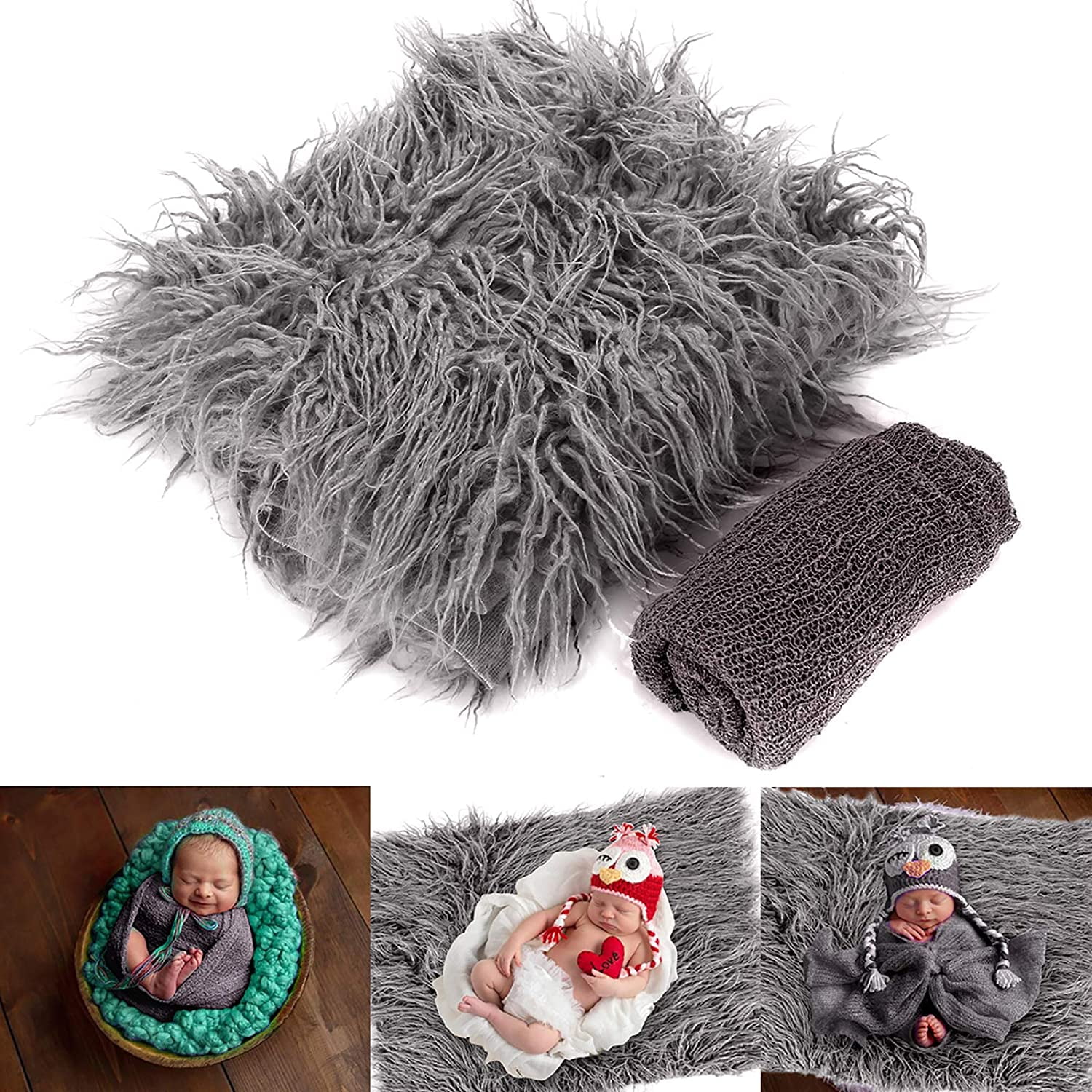 Namzi Newborn Baby Photo Props, Fluffy Blanket+ Ripple Wrap Set Toddler ...