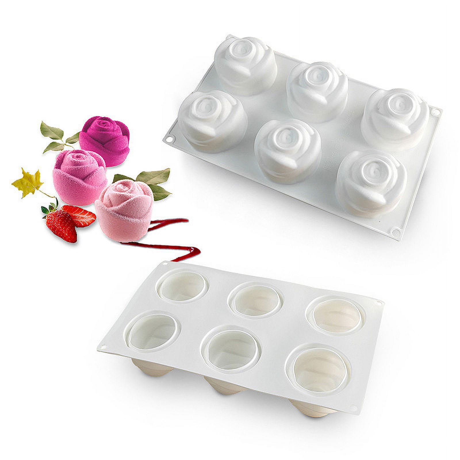 Namzi Rose Shape Mold Mousse Cake Molds 3D Rose Silicone Mold for Cake ...